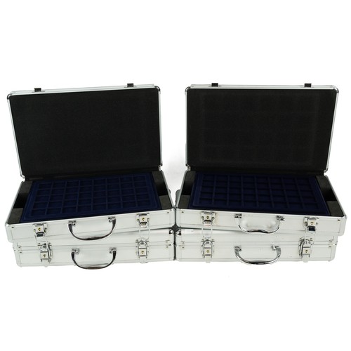 Coin Boxes & Trays - aluminium padded coin carry cases (4); and a large ...