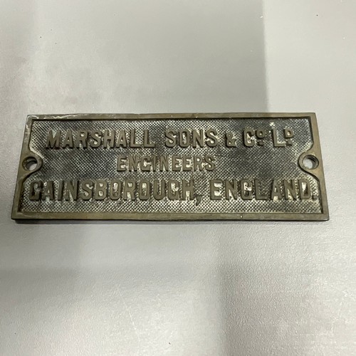 Steam interest Marshall Sons steam engine plaque, 7" x 2.5"