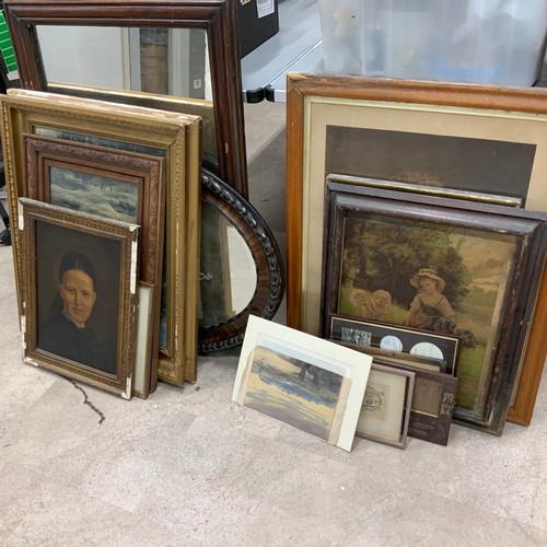 A collection of Victorian and later pictures, including a portrait of a ...