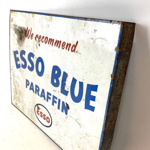 An enamel advertising sign We Recommend Esso Blue Paraffin, 46cm x 56cm