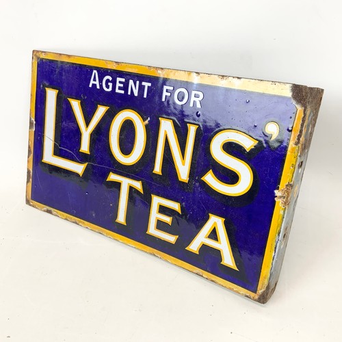 An 'Agent for Lyons Tea' double-sided advertising enamel sign with ...