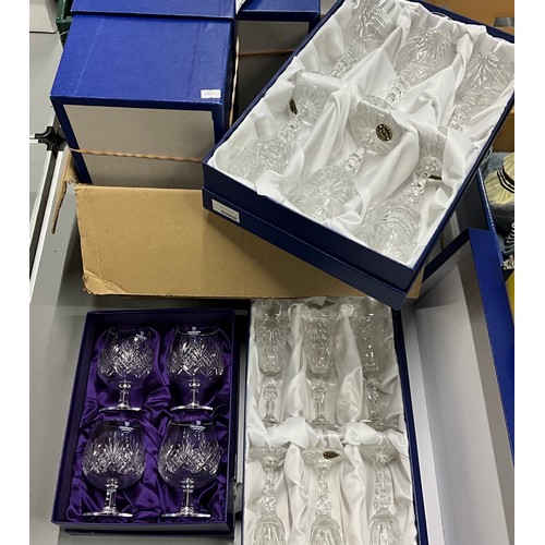 Five Edinburgh crystal boxes including champagne flutes, brandy glasses ...
