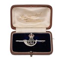 9ct white gold diamond and enamel Durham Light Infantry Queens Crown ...