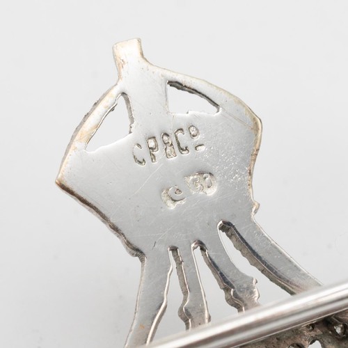 9ct white gold diamond and enamel Durham Light Infantry Queens Crown ...