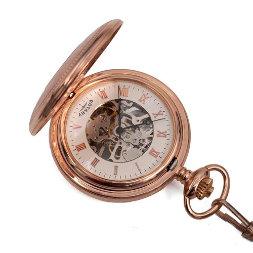 Rotary Heritage half hunter pocket watch, in a gilt metal case opening ...
