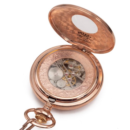 Rotary Heritage half hunter pocket watch, in a gilt metal case opening ...