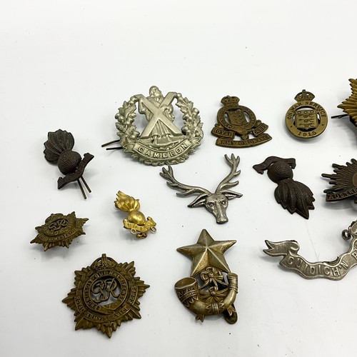 A collection of military cap badges, to include Cameroonian rifles ...