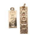Two 9ct gold ingots with engraved decoration, hallmarked Sheffield ...