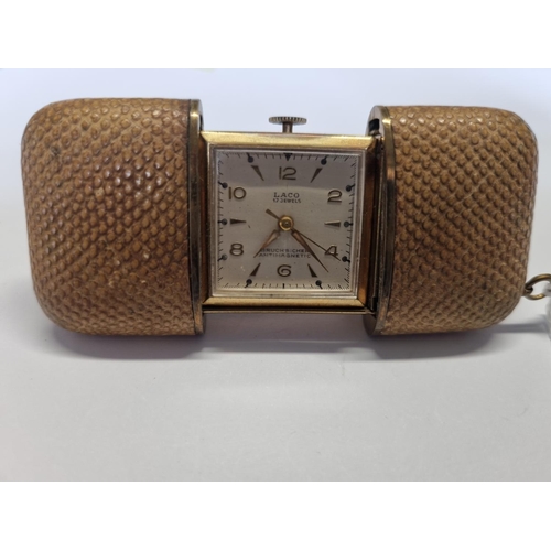 A 1920's Laco 17 jewels ladies travel purse Watch.