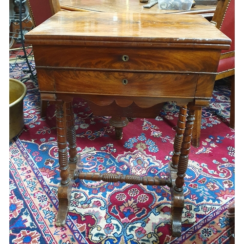 A 19th Century Mahogany Work Table with fitted birds eye maple interior ...