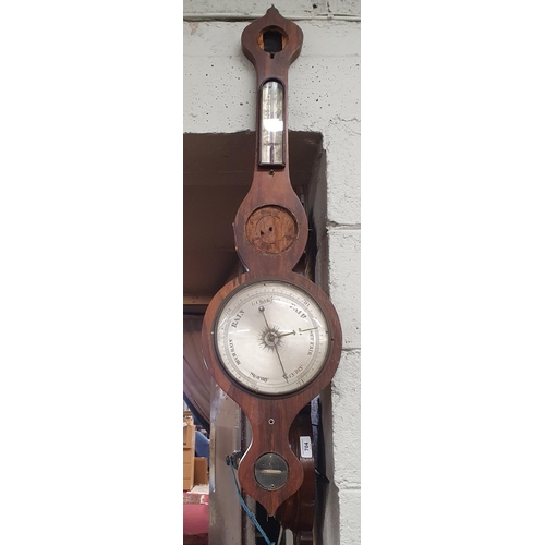 A 19th Century Banjo Barometer lacking thermometer. D 25 x H 87 cm approx.