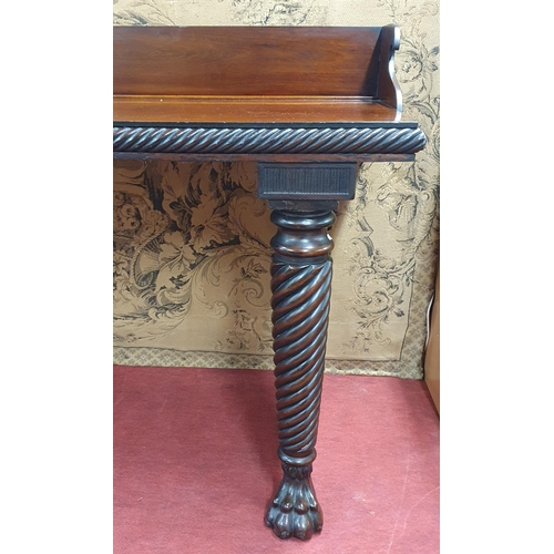 A Superb early 19th Century Irish Serving Table with rope edge banded top, barley twist supports, ha
