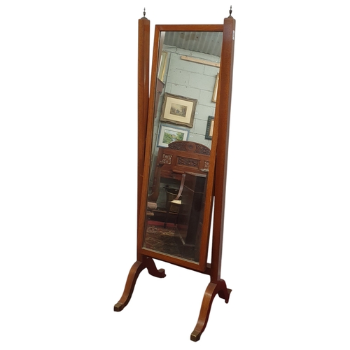 An Edwardian Mahogany Cheval Mirror. 51 x 160 cm approx.