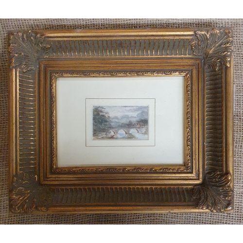 William Brody. View from Scotland Watercolour. 'The bridge at Moffatt ...