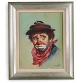 John Bernard Alwes (American). A 20th Century Oil on Canvas of a clown ...