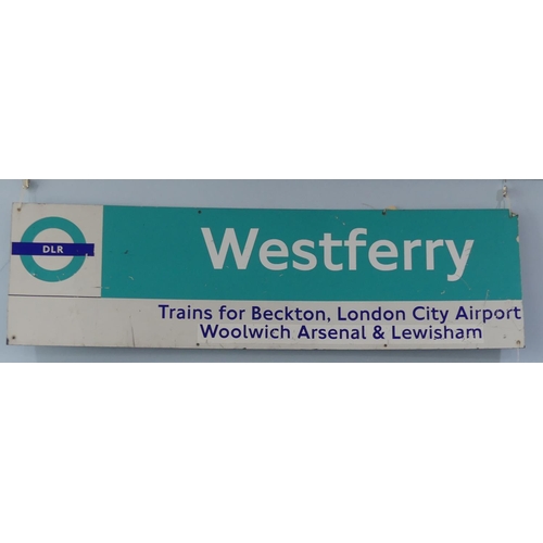 A Metal Westferry London Station Sign, DLR Railway sign for Westferry ...