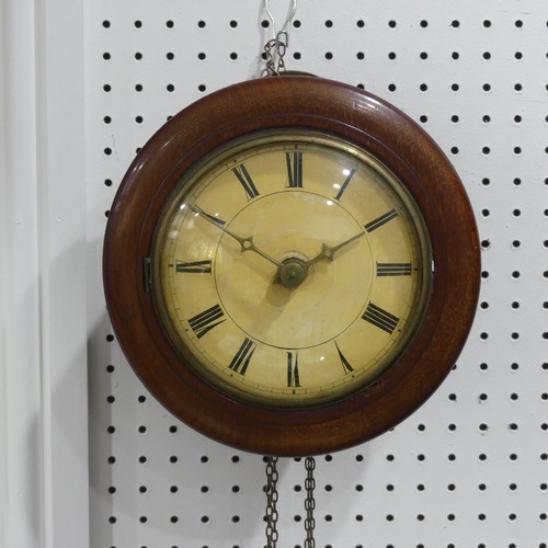 A 19th century mahogany Postmans alarm clock, the circular dial with ...
