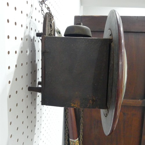 A 19th century mahogany Postmans alarm clock, the circular dial with ...