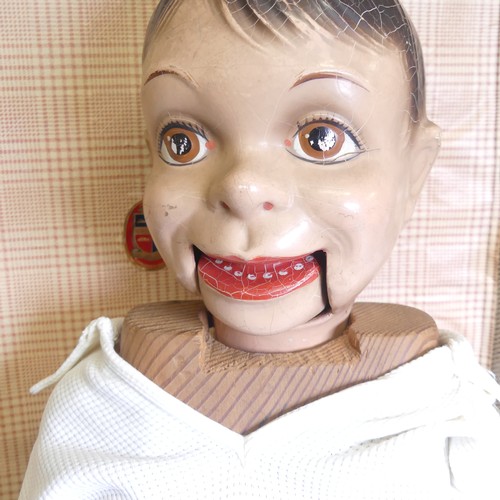 An early 20thC Ventriloquist's Dummy, large composite head with moving ...