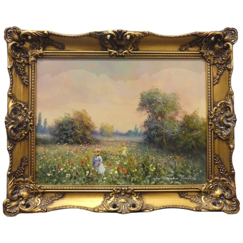 Colin Maxwell Parsons (British, b.1938), Edwardian children in a poppy ...