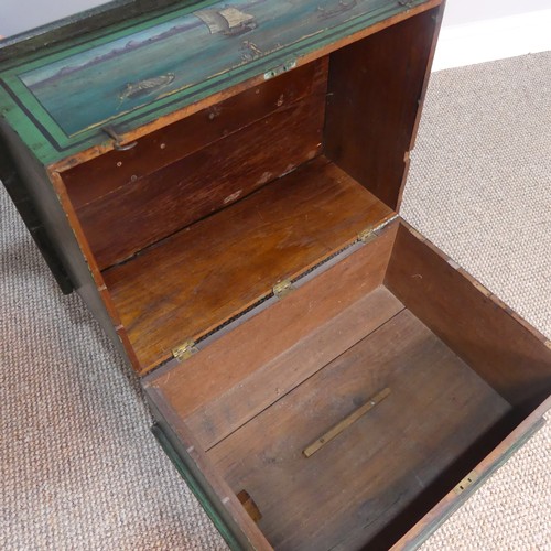 A Vintage painted Admirals Box, top depicting the ship 'Serica', W 51 ...