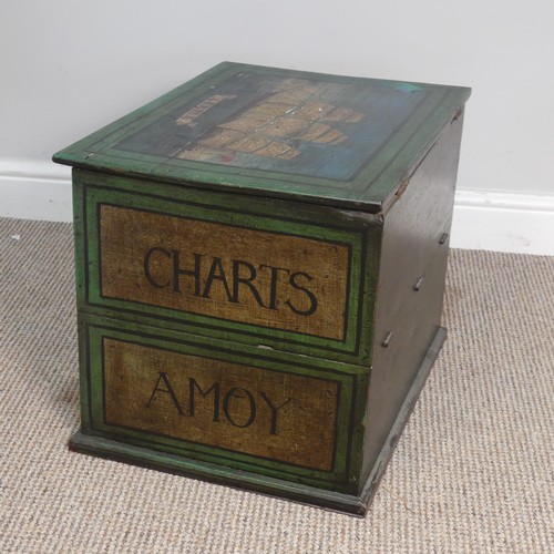 A Vintage painted Admirals Box, top depicting the ship 'Serica', W 51 ...