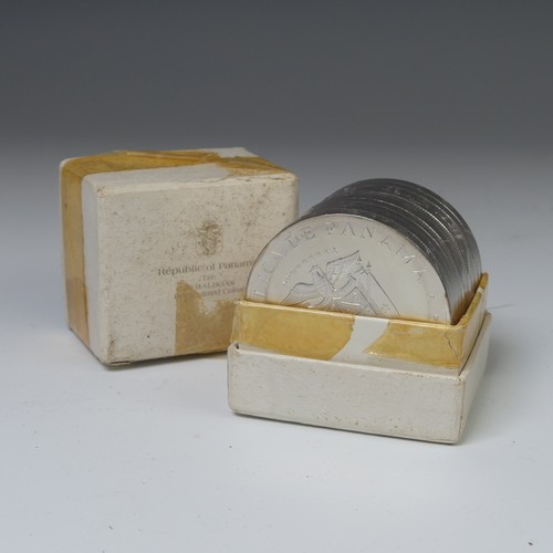 Ten Republic of Panama 20 Balboas uncirculated silver Coins, dated 1973 ...