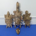 Tribal art: three Senufo Masks, carved in traditional form, each H ...