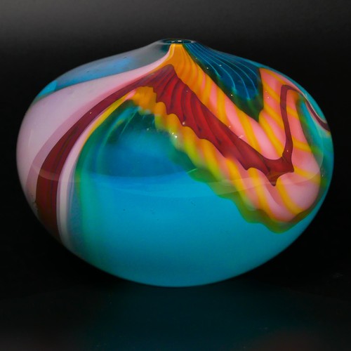 Peter Layton (b. 1937) a studio glass Vase, of globular form with blue ...