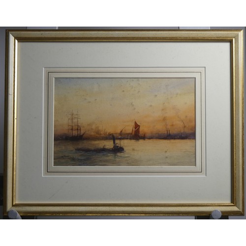 William M. Birchall (1884-1941) Off Blackwall, watercolour, signed and ...