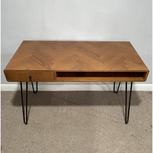 A contemporary oak veneer John Lewis Hairpin Desk, with parquet top ...