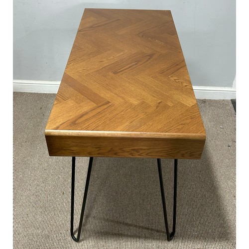 A contemporary oak veneer John Lewis Hairpin Desk, with parquet top ...