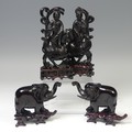 A pair of vintage Chinese ‘Red Amber’ carvings of Feng Shui Elephants ...