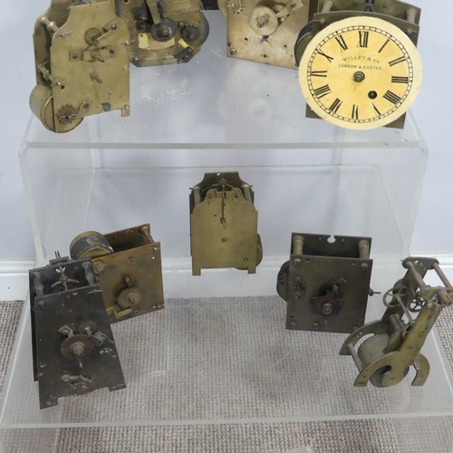 A collection of sixteen single fusee brass Clock Movements, for bracket ...