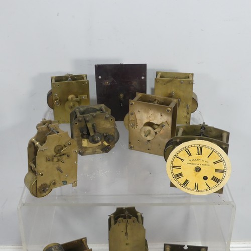 A collection of sixteen single fusee brass Clock Movements, for bracket ...