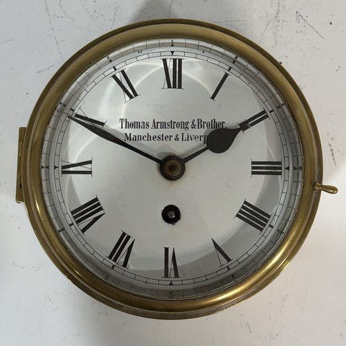 A late 19th/early 20th century brass cased ship's bulkhead Clock, by ...