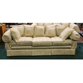 PETER GUILD FINE UPHOLSTERED 3 SEATER SOFA IN HEAVY CREAM BROCADE, WITH ...