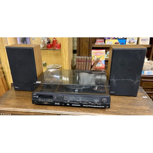 HITACHI STEREO MUSIC CENTRE (SDTD-7765) WITH TWO MATCHING SPEAKERS ...