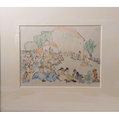 Mary Swanzy H.R.H.A (1882-1978) *********, Pencil and Crayon - Crowd ...