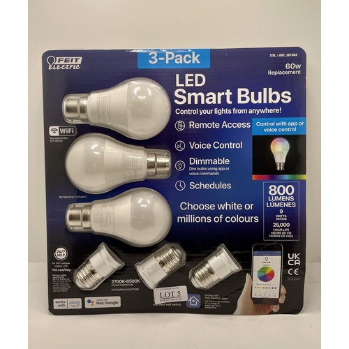 FEIT LED SMART A60 BULB 3 PACK WI-FI