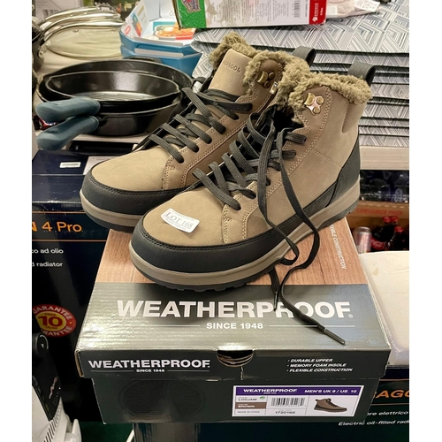 BOXED PAIR OF GENTS WEATHERPROOF LONG JAM LINED ANKLE BOOTS - UK 9 TAN