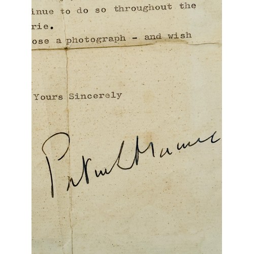 AUTOGRAPH - A LETTER SIGNED BY PATRICK MACNEE DATED 1966 - A TYPED ...