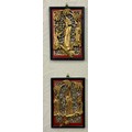 A MIRROR PAIR OF FRAMED 19TH/20TH C. GILTWOOD PANELS, THE FRAMES 31.5CM ...