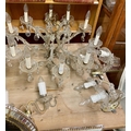 A 10 BRANCH GLASS & CRYSTAL HANGING CHANDELIER, WITH A MATCHING PAIR OF ...