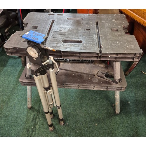 KETER FOLDING WORK BENCH TOGETHER WITH A LASER TRIPOD STAND