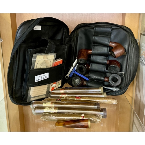 5 VARIOUS PIPES WITH CARRY CASE TOGETHER WITH A QTY OF SEALED CIGARS