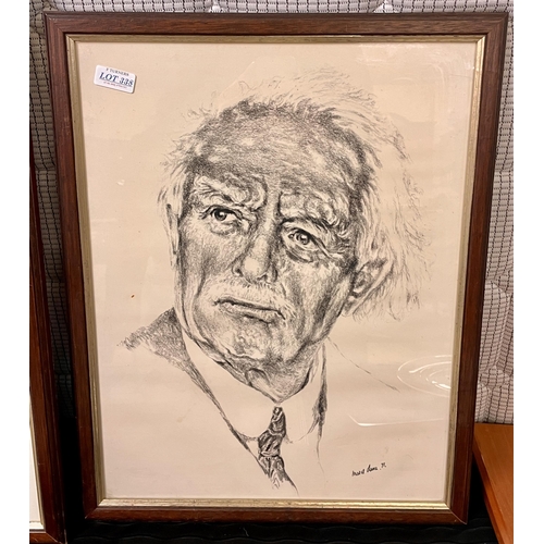 MAXI LANE (Maxie Lane Br. 1910-2014) -PENCIL DRAWING OF AN ELDERLY ...