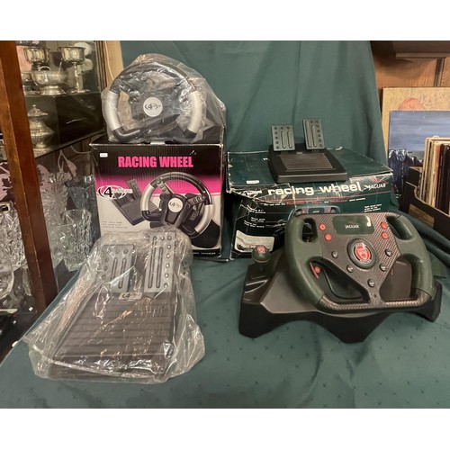TWO VINTAGE GAMING STEERING WHEELS - BOXED JAGUAR RACING WHEEL FOR PS2 ...