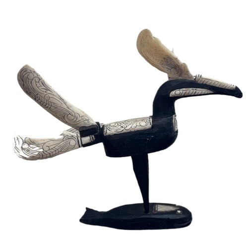 A vintage Wood and Bone carving of a Sarimanok Maranao bird figure ...