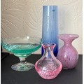 THREE ITEMS OF CAITHNESS CRYSTAL GLASS INCL. A TALL BLUE GLASS ...